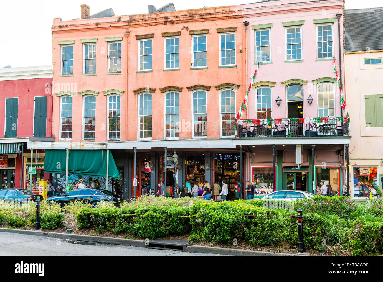 New Orleans, USA - April 22, 2018: Old town Decatur street in Louisiana ...