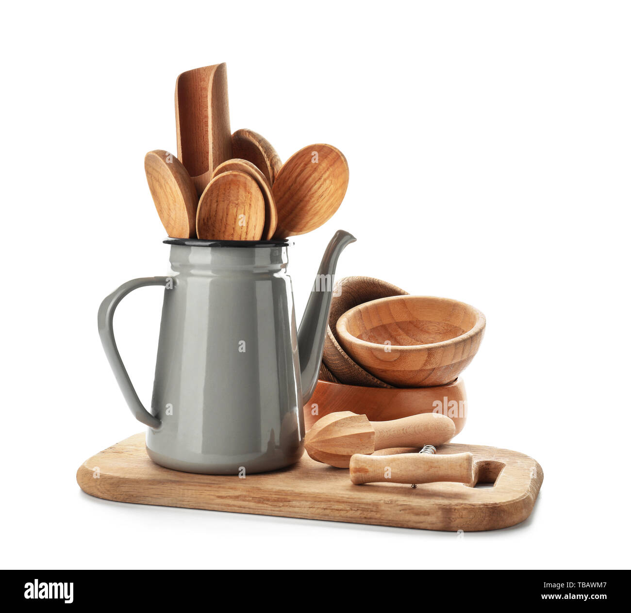 Set of kitchen utensils on white background Stock Photo - Alamy