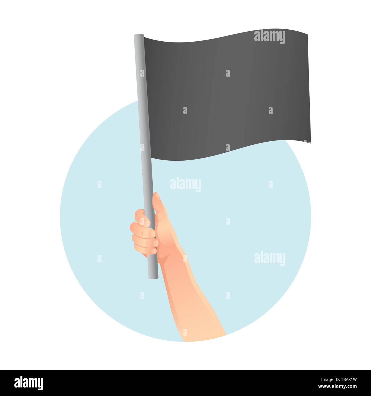 Black flag in hand. illustration of black flag Stock Photo - Alamy