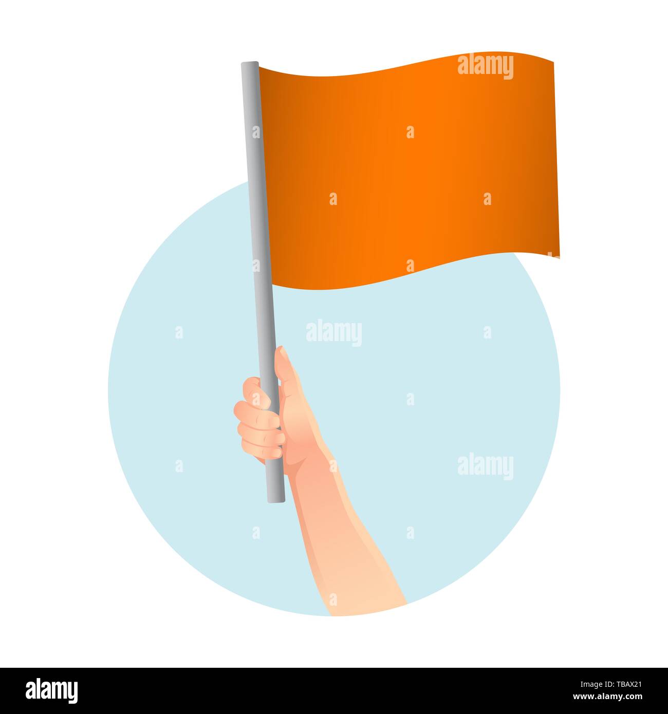Orange flag in hand. illustration of orange flag Stock Photo - Alamy