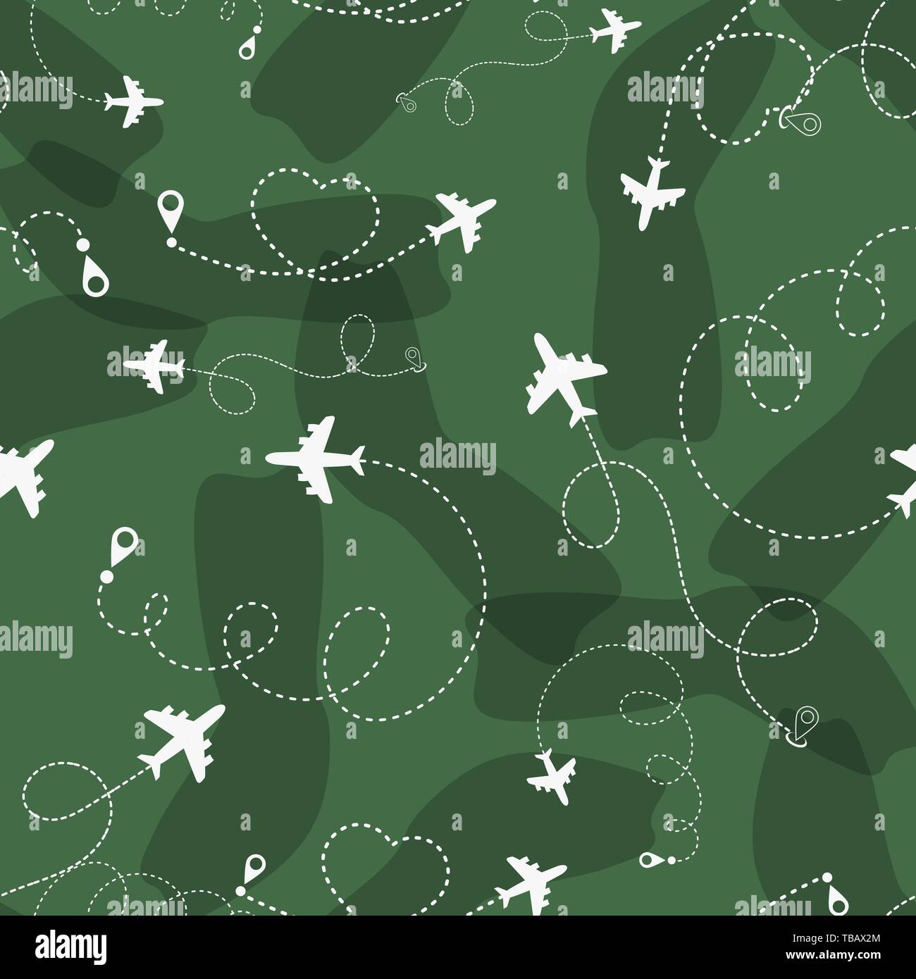 Travel around the world airplane routes seamless pattern, background ...
