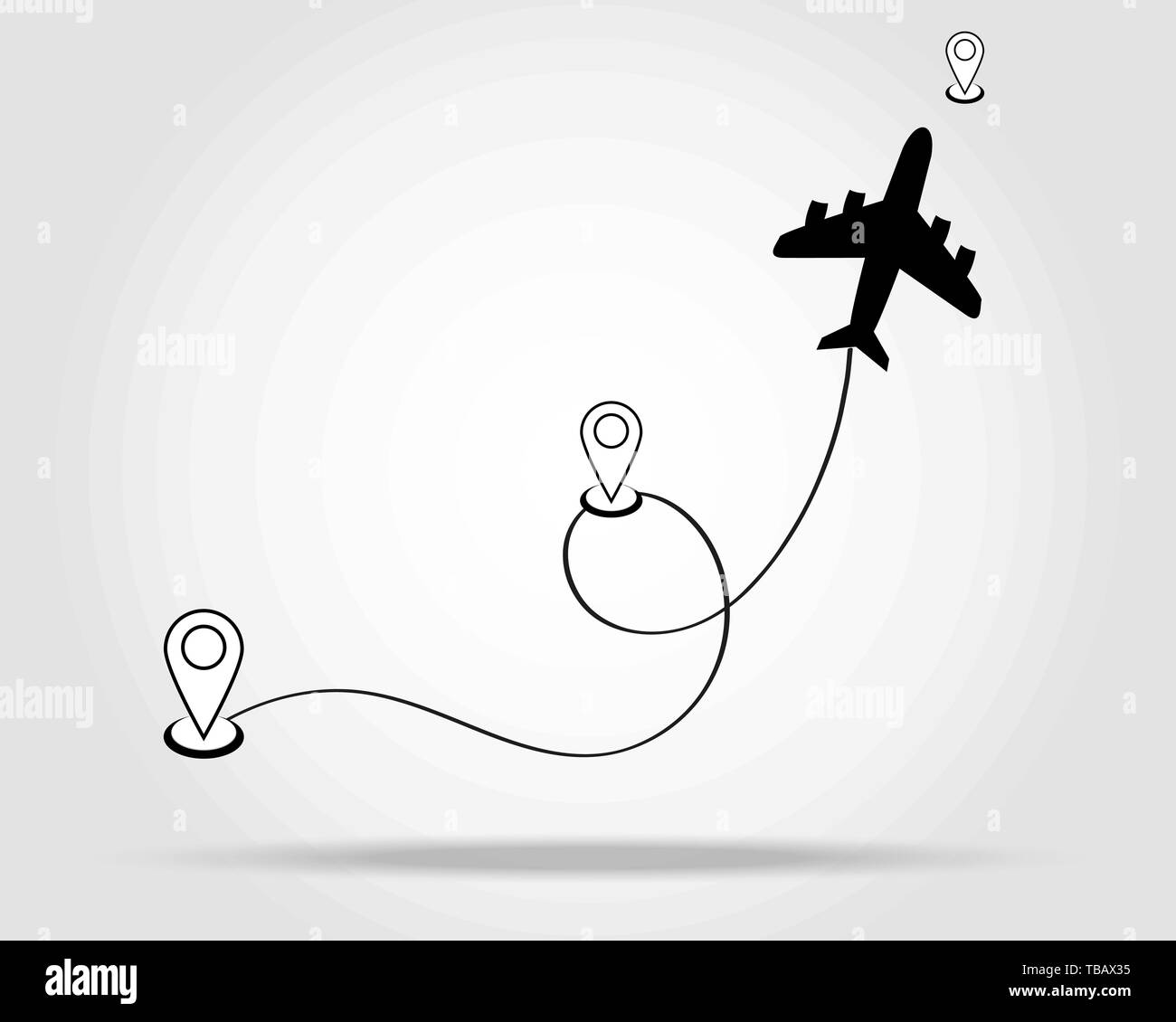 Airplane fligth route or air plane destination line path vector icon ...