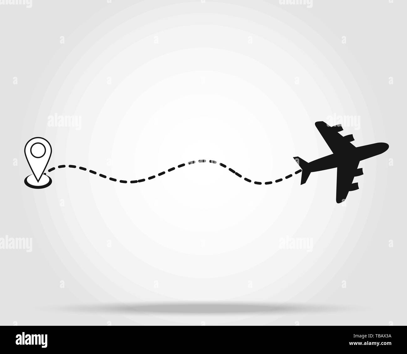 Airplane fligth route or air plane destination line path vector icon ...