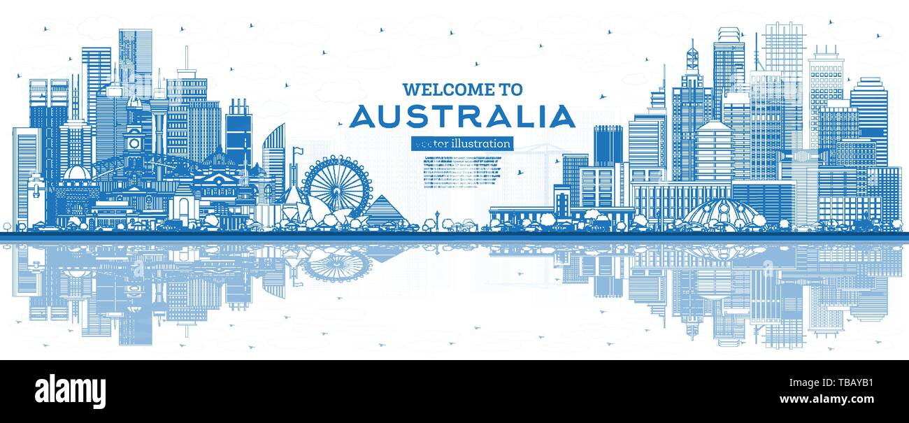 Melbourne skyline reflections Stock Vector Images - Alamy