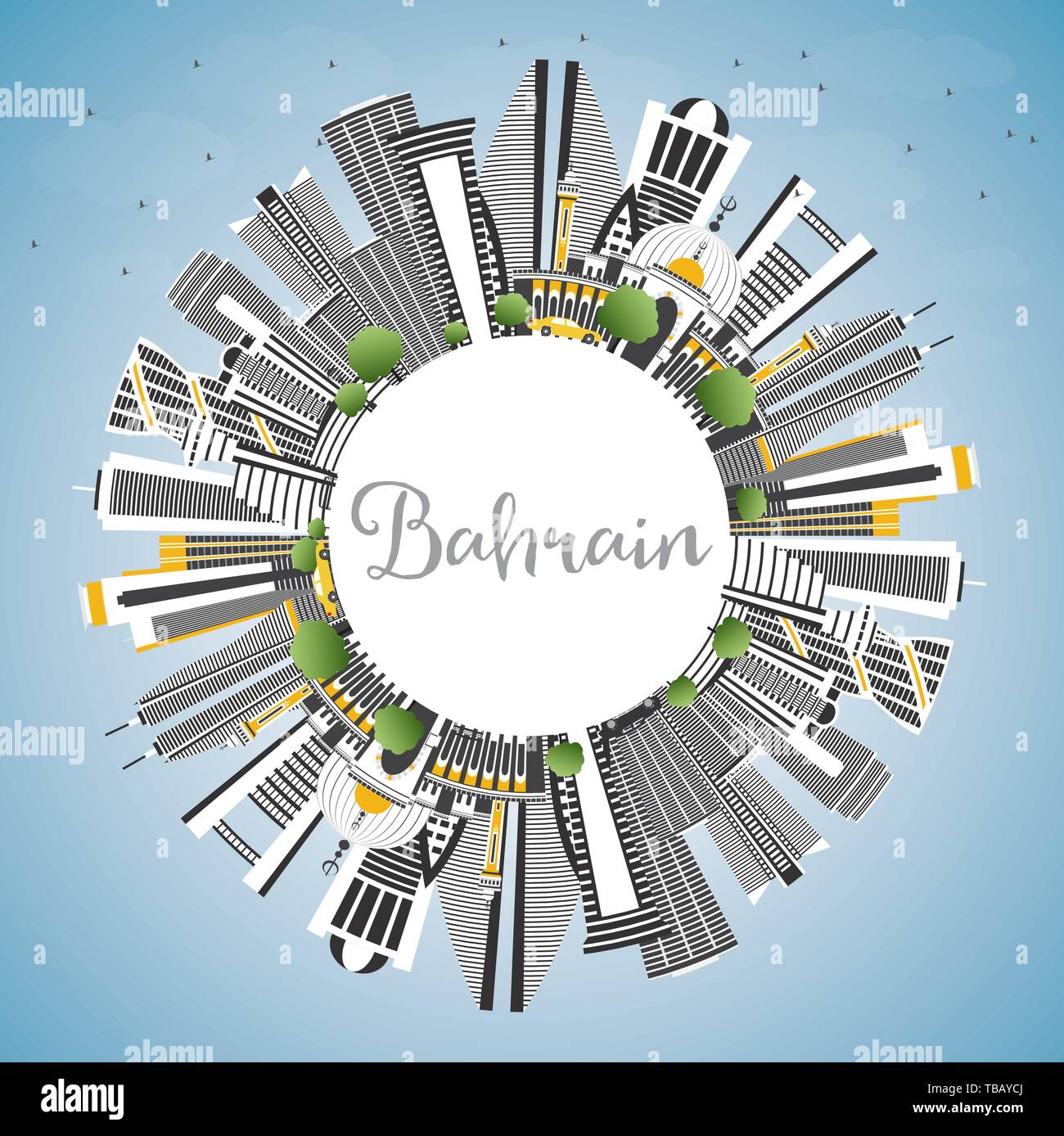 Bahrain City Skyline with Gray Buildings, Blue Sky and Copy Space ...