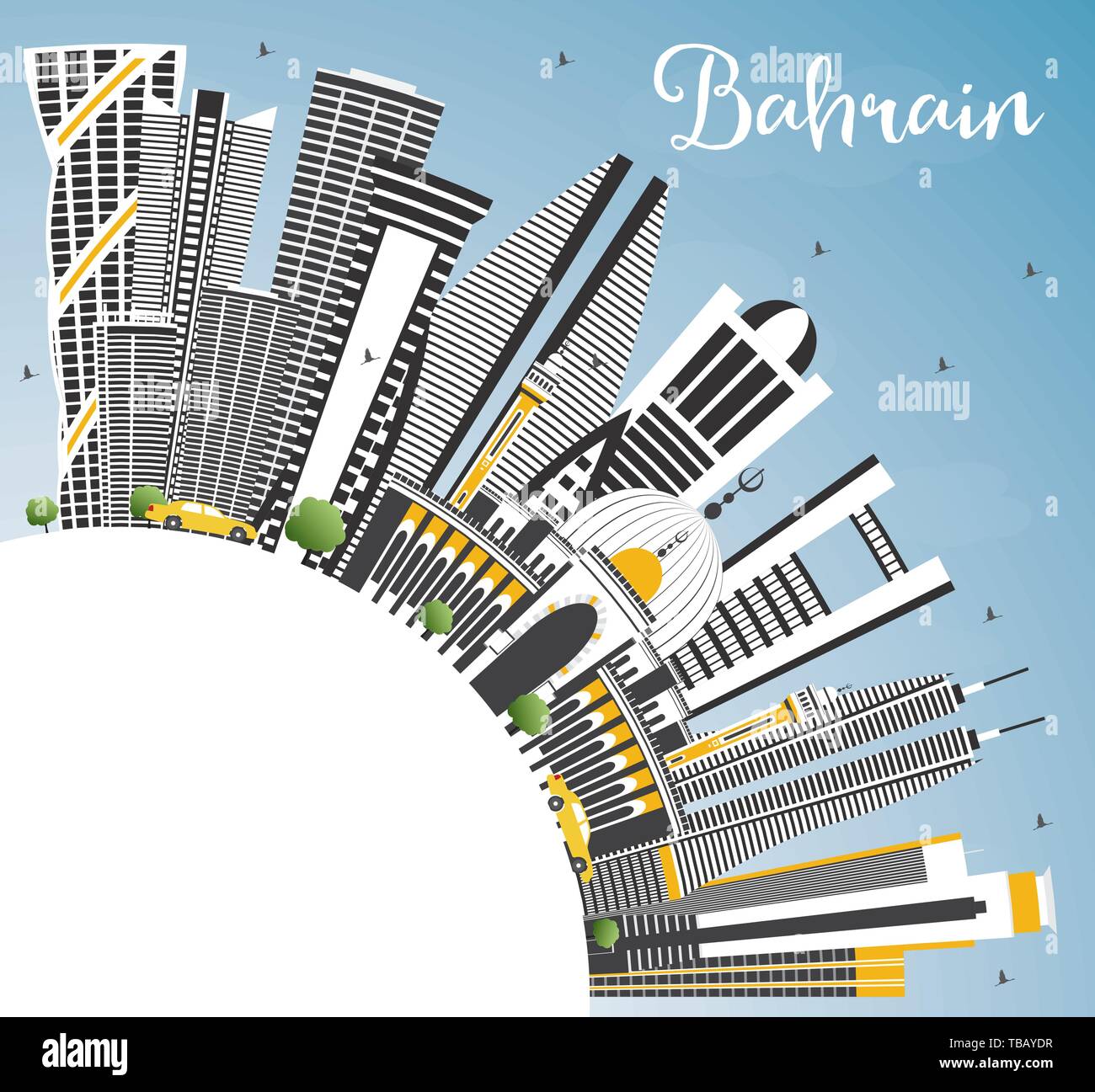 Bahrain City Skyline with Gray Buildings, Blue Sky and Copy Space ...