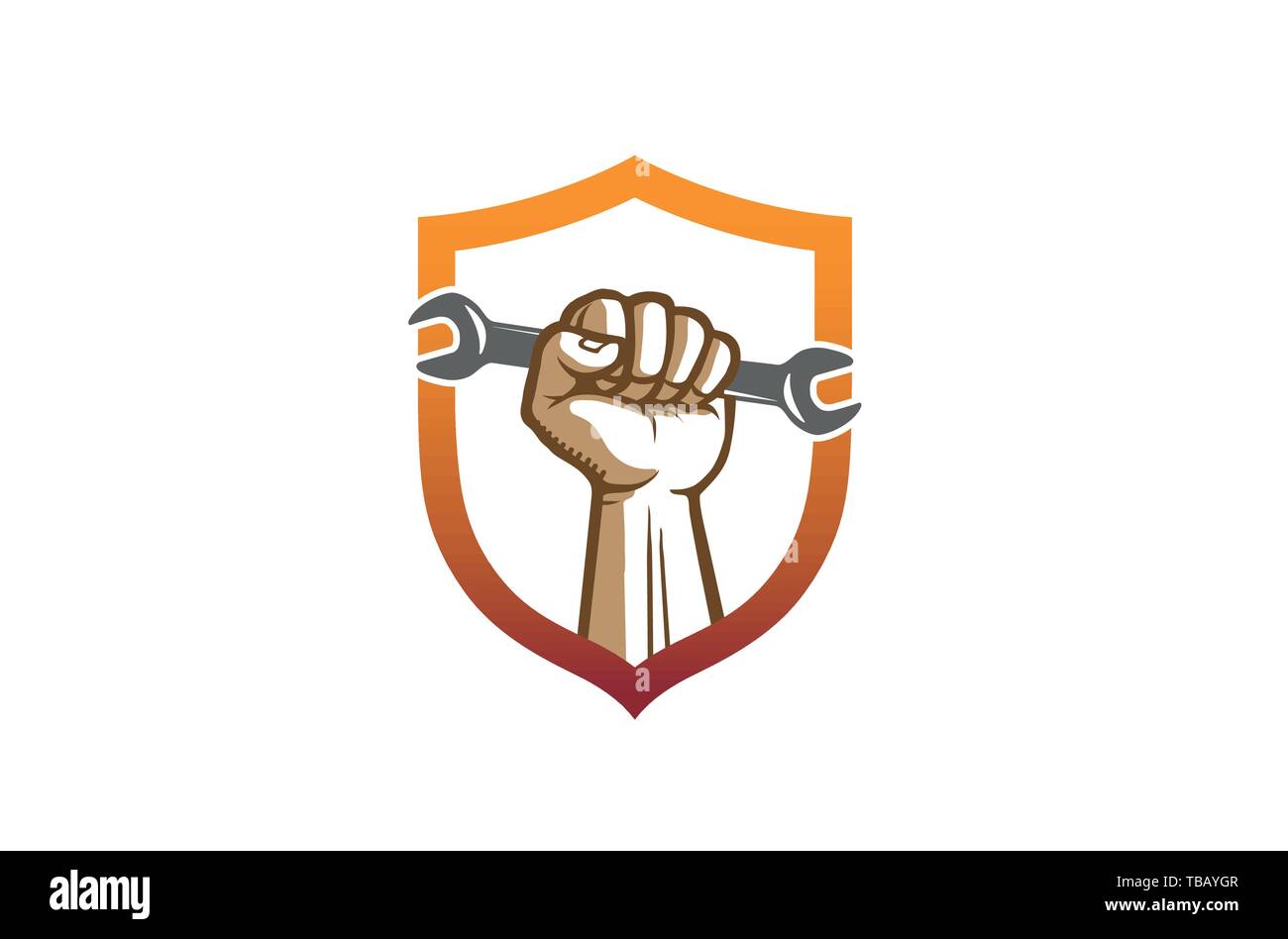 Creative Shield Service Wrench Hand Logo Design Vector Illustration ...