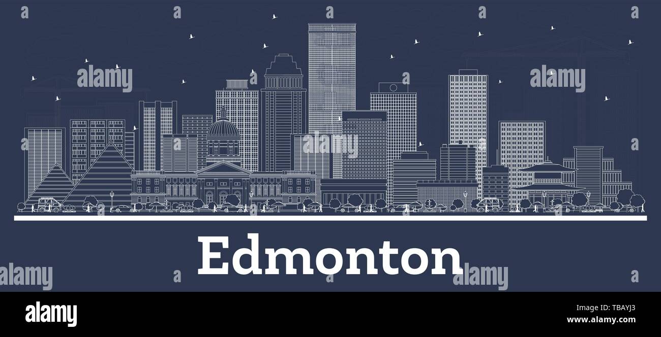 Outline Edmonton Canada City Skyline with White Buildings. Vector ...