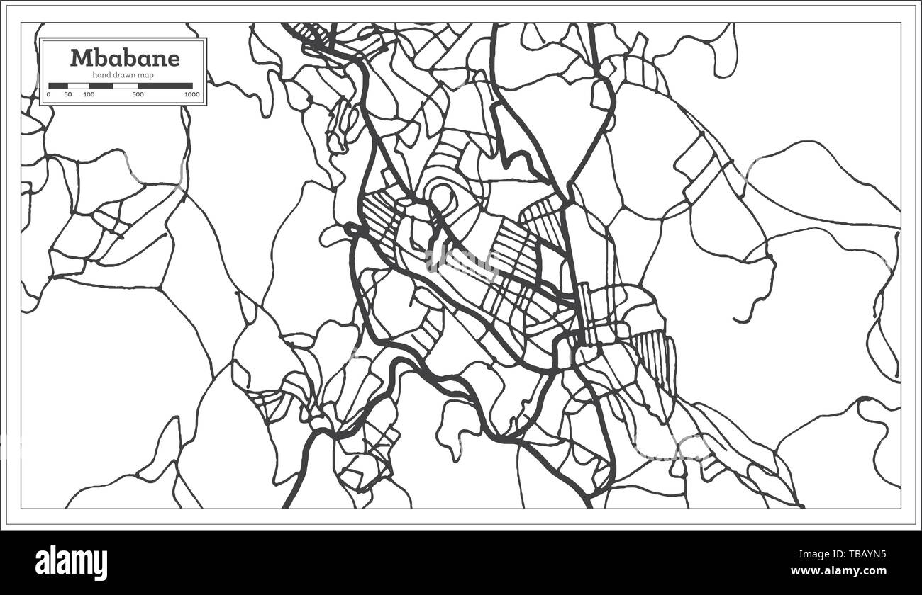 Mbabane Swaziland Map in Black and White Color. Vector Illustration ... Mbabane Swaziland Map in Black and White Color. Vector Illustration ...