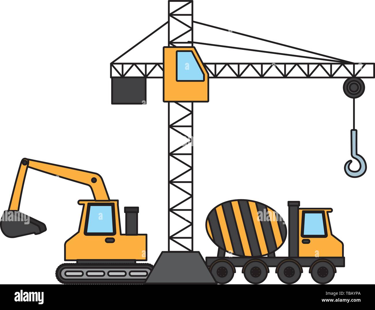 construction crane bulldozer concrete mixer Stock Vector Image & Art ...