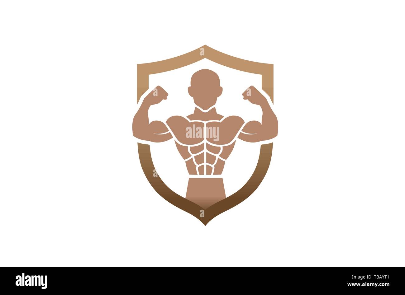 Creative Bodybuilder Gym Shield Logo Design Symbol Vector Illustration ...