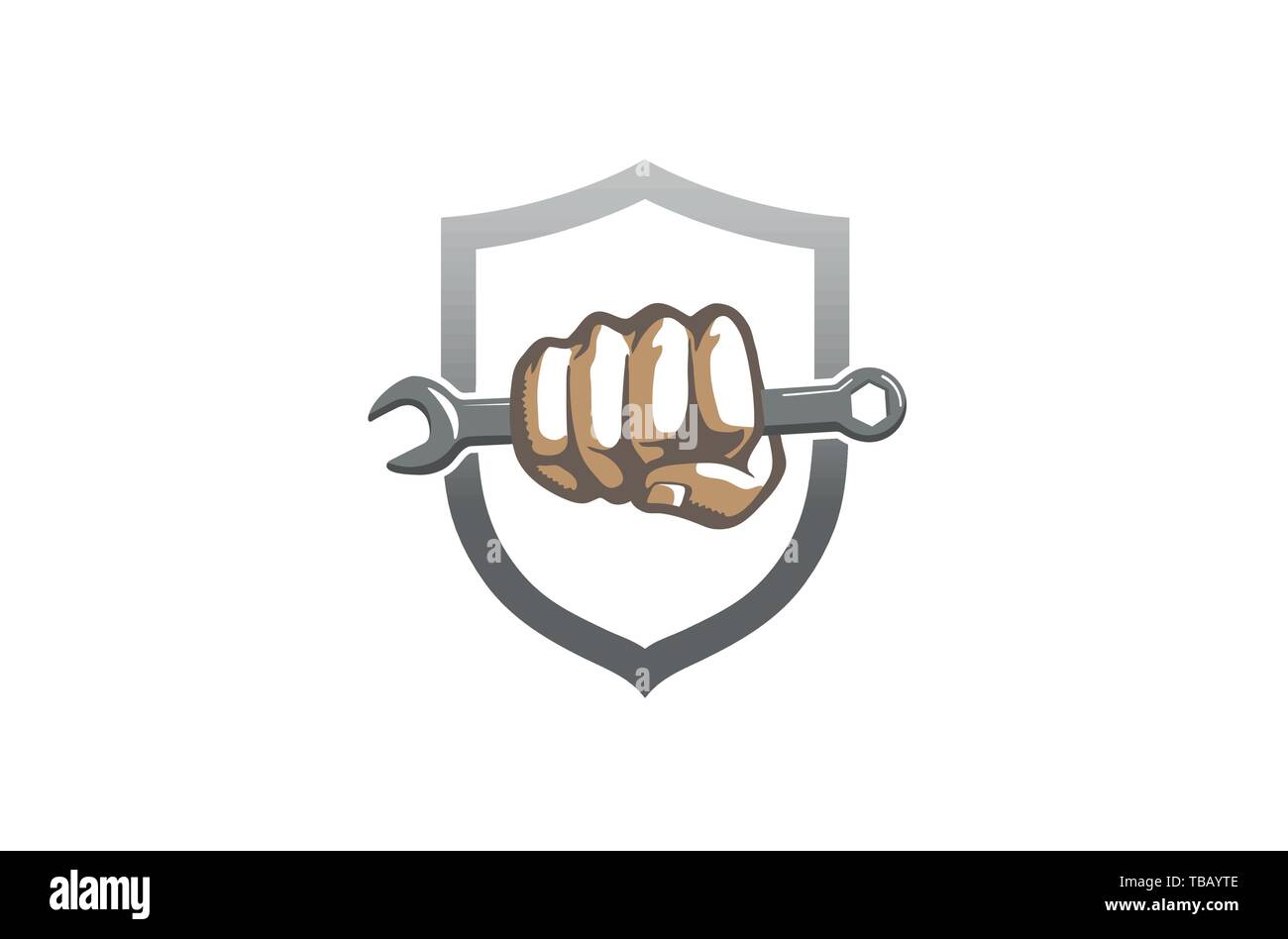 Creative Wrench Fist Shield Logo Design Symbol Vector Illustration ...