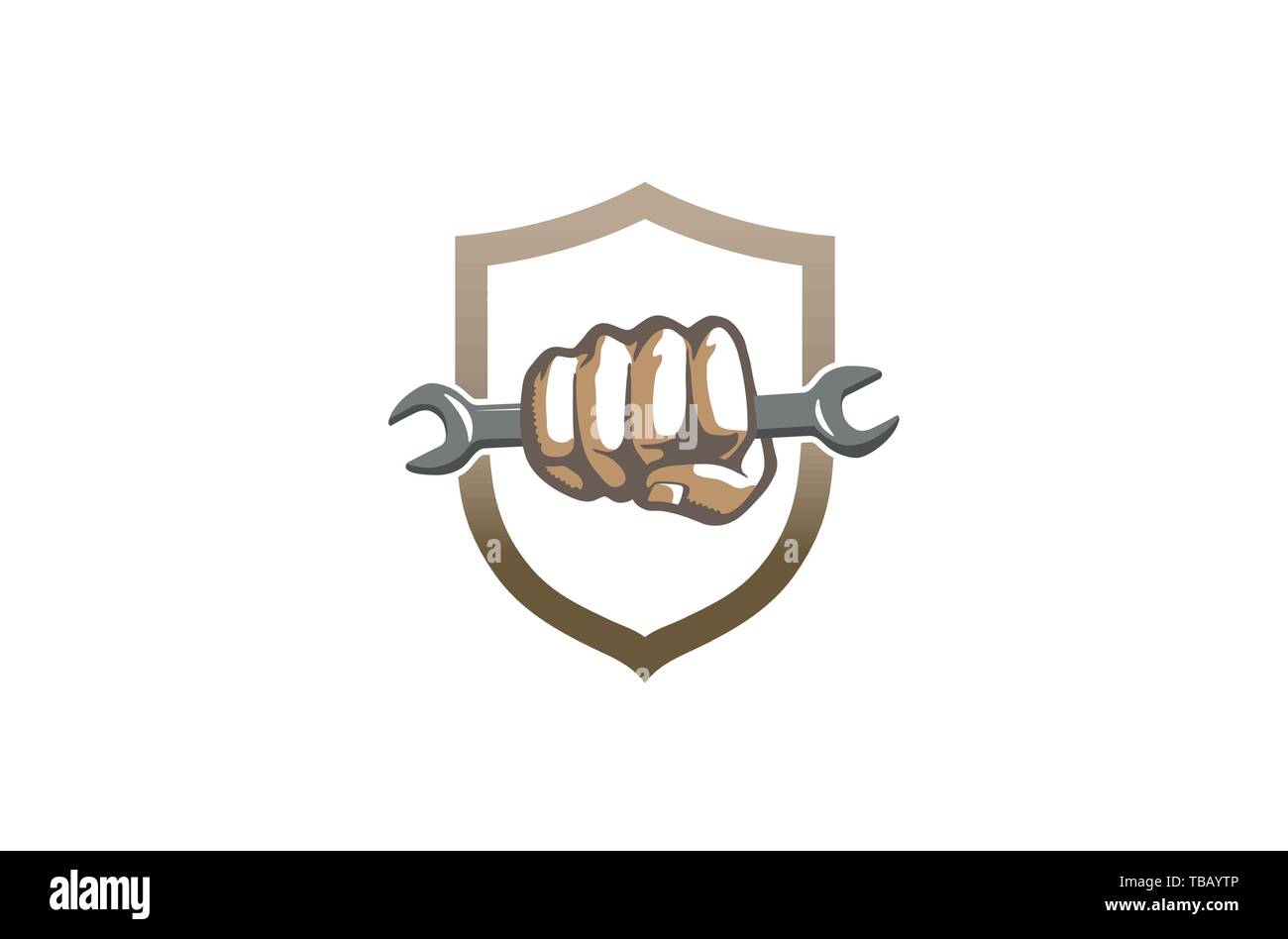 Creative Wrench Fist Shield Logo Design Symbol Vector Illustration ...