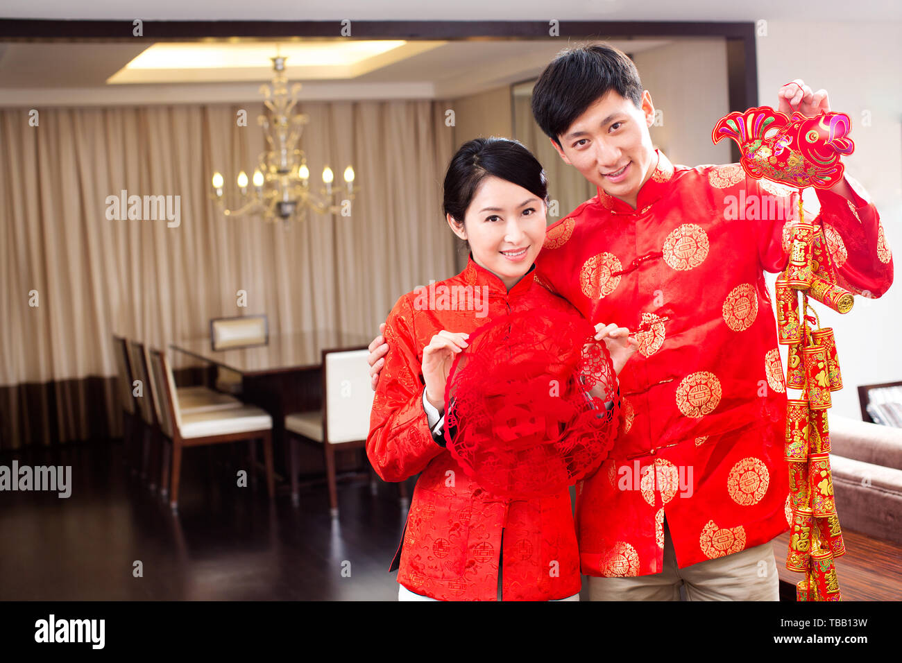 The family celebrate the Spring Festival Stock Photo - Alamy