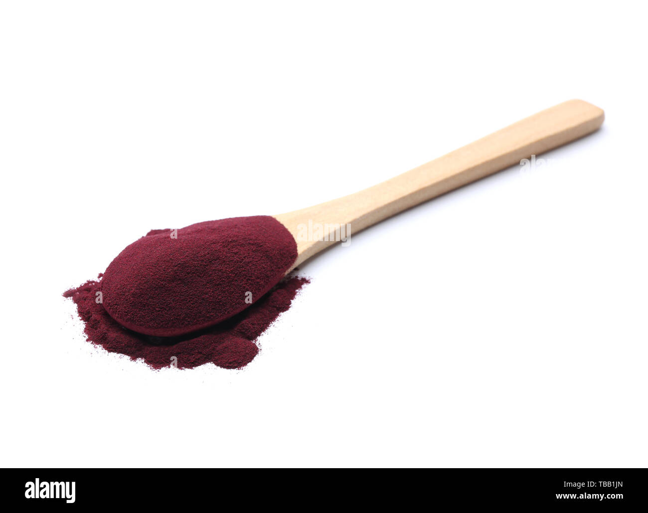 Spoon with acai powder on white background Stock Photo - Alamy