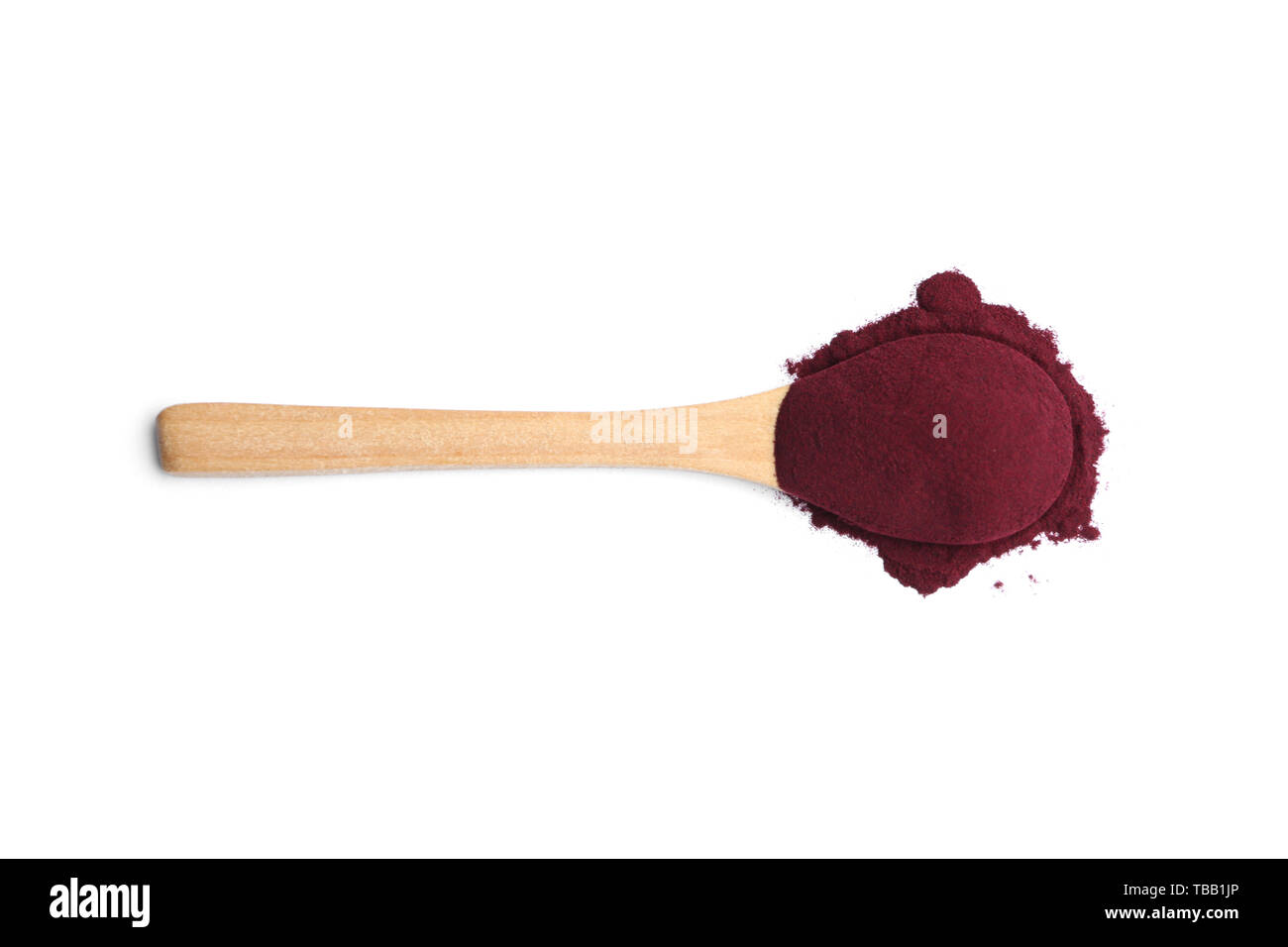 Spoon with acai powder on white background Stock Photo - Alamy