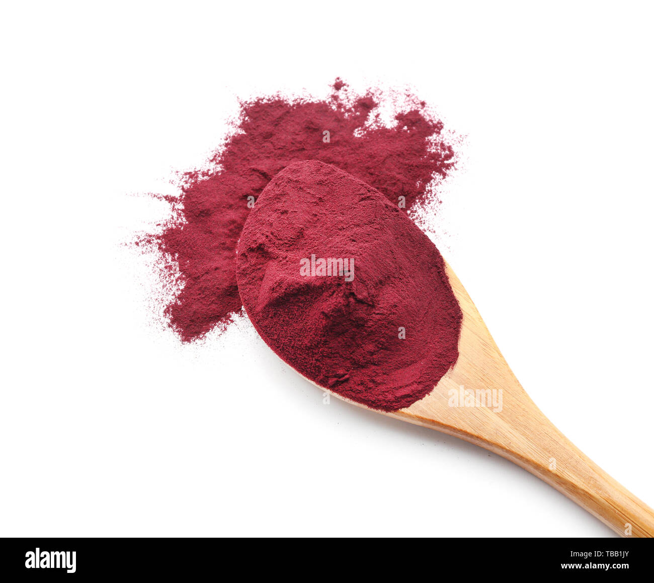 Spoon with acai powder on white background Stock Photo - Alamy