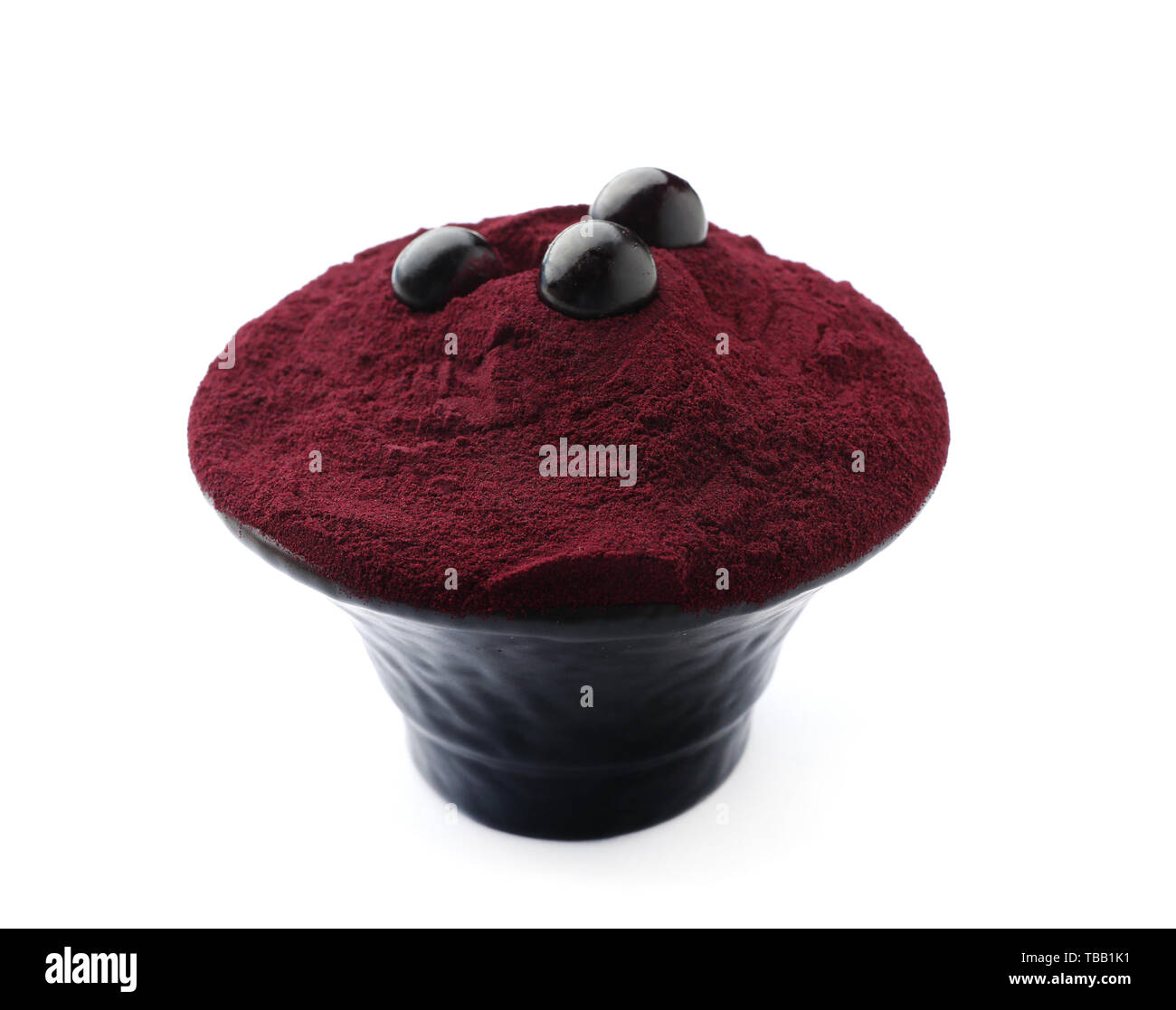 Bowl with acai powder on white background Stock Photo - Alamy