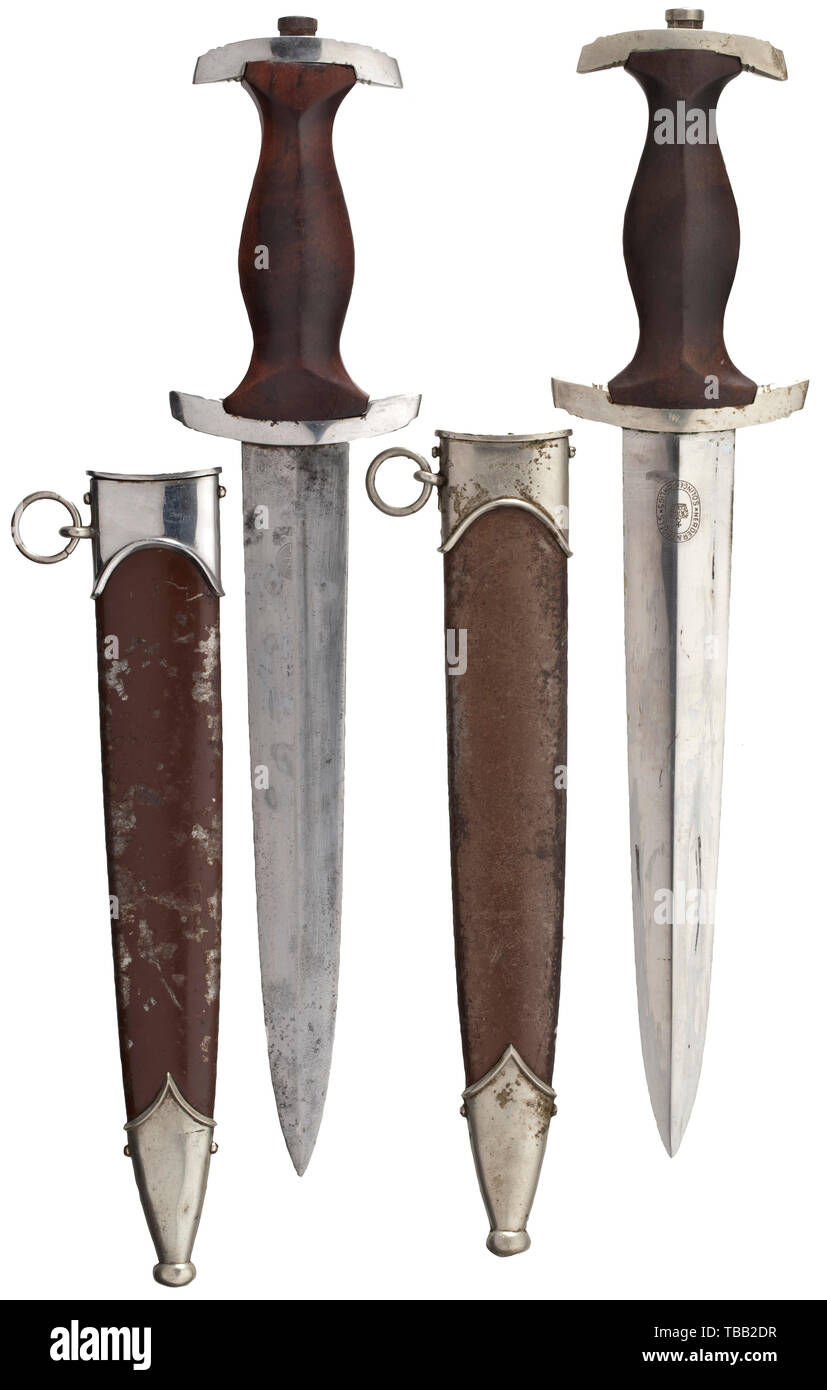 Nazi Germany, Sturmabteilung (SA), equipment, two service daggers M33 ...