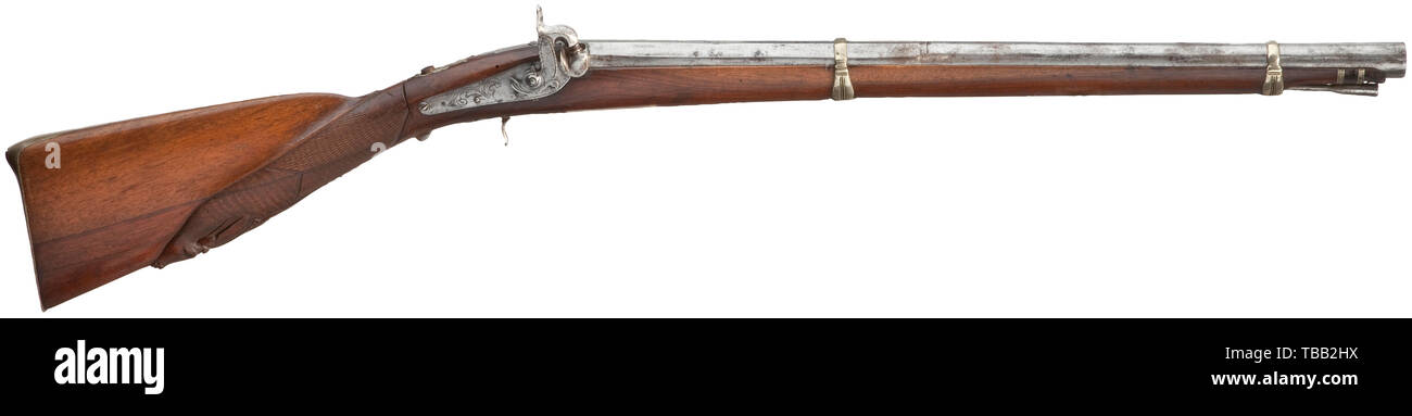 Civil long arms, flintlock and caplock, caplock full stock rifle with ...