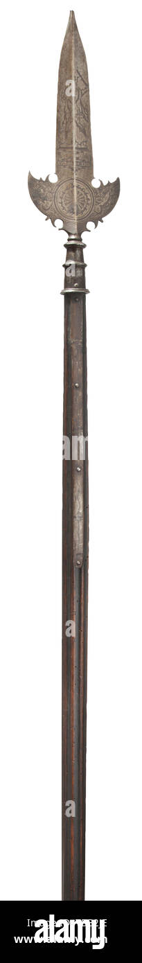 A spontoon, Austrian/South German, early 18th century Ridged, richly ...