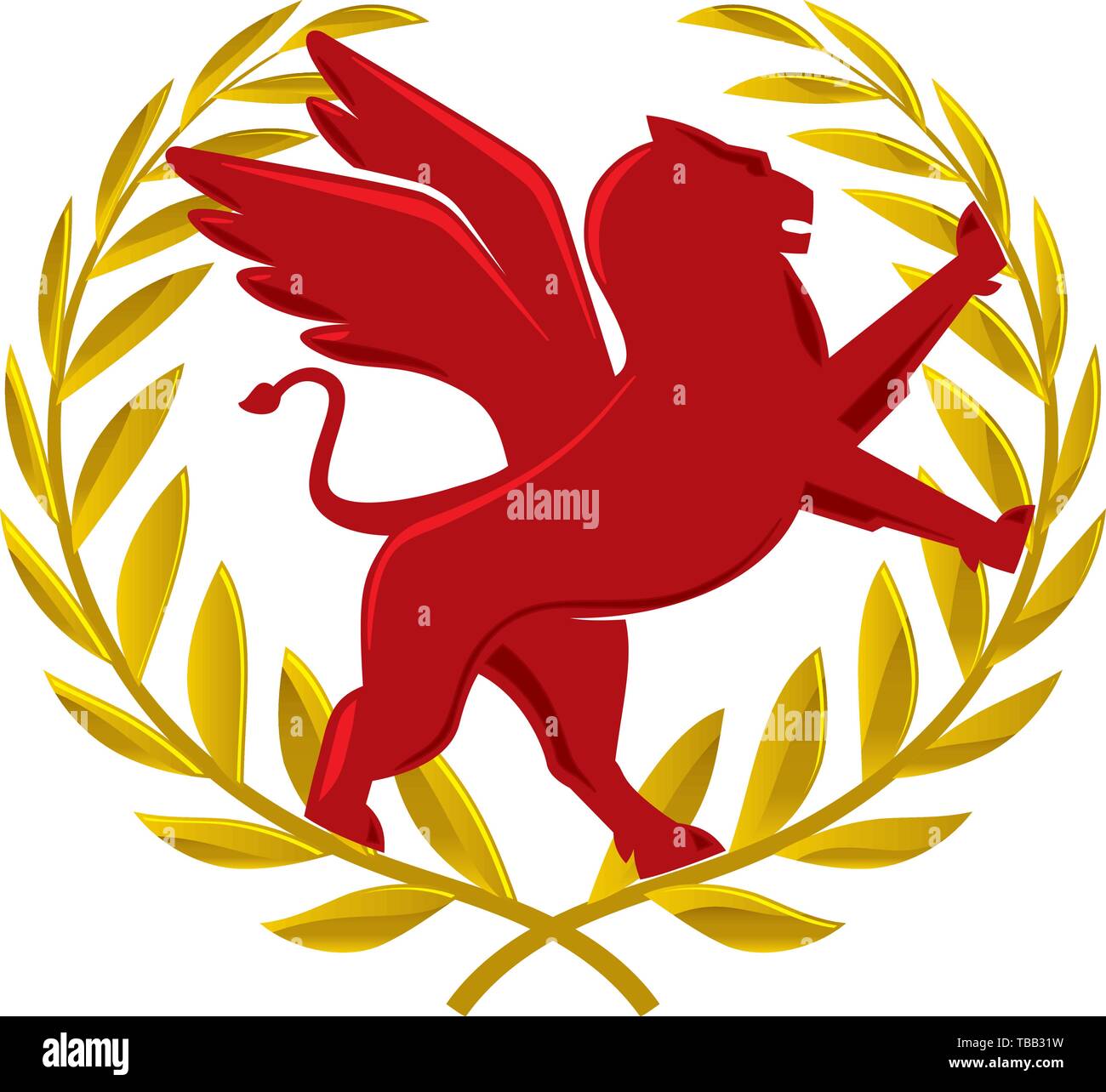 Vector illustration. Heraldic wreath. Rampant griffin over golden ...