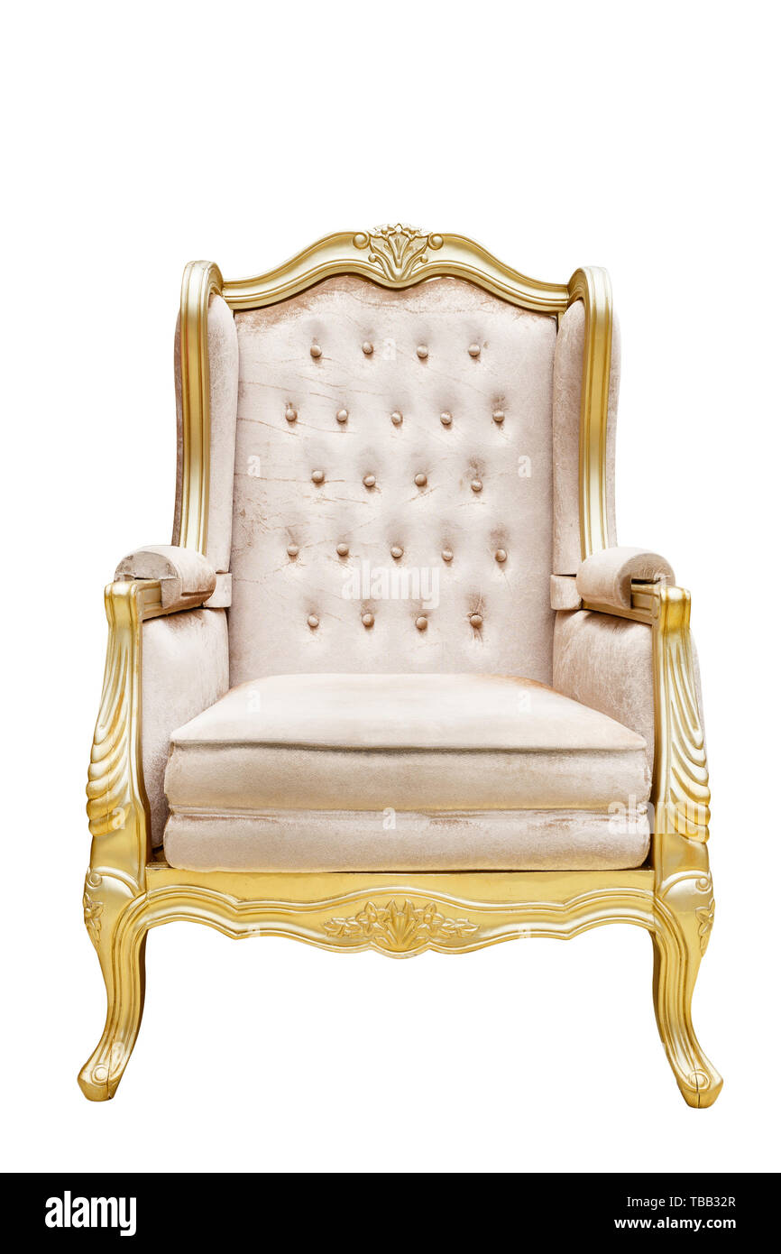 Vintage luxury white golden armchair hi-res stock photography and ...