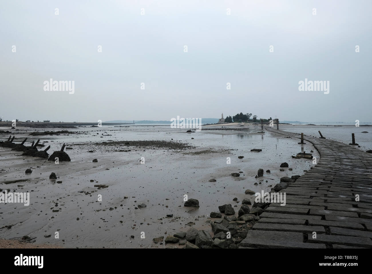 A low-tide walkway connects Kinmen to Jiangong stronghold Islet, once ...