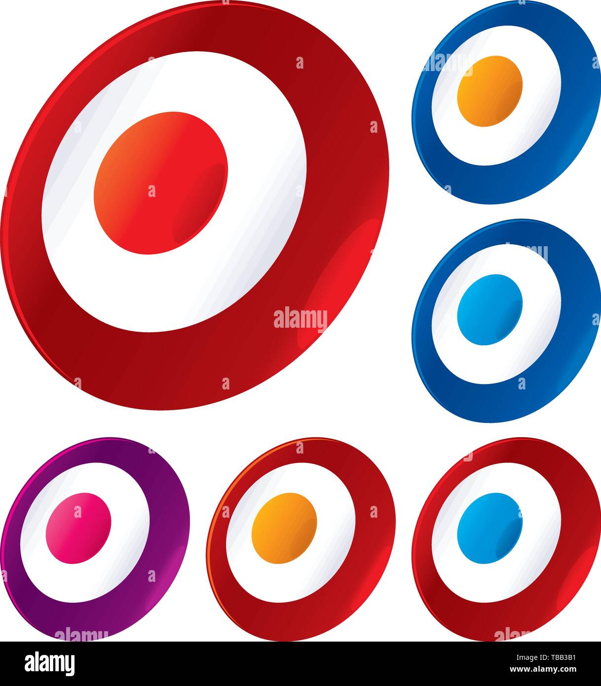 Vector illustration. Six target icons in different colors. Isolated ...