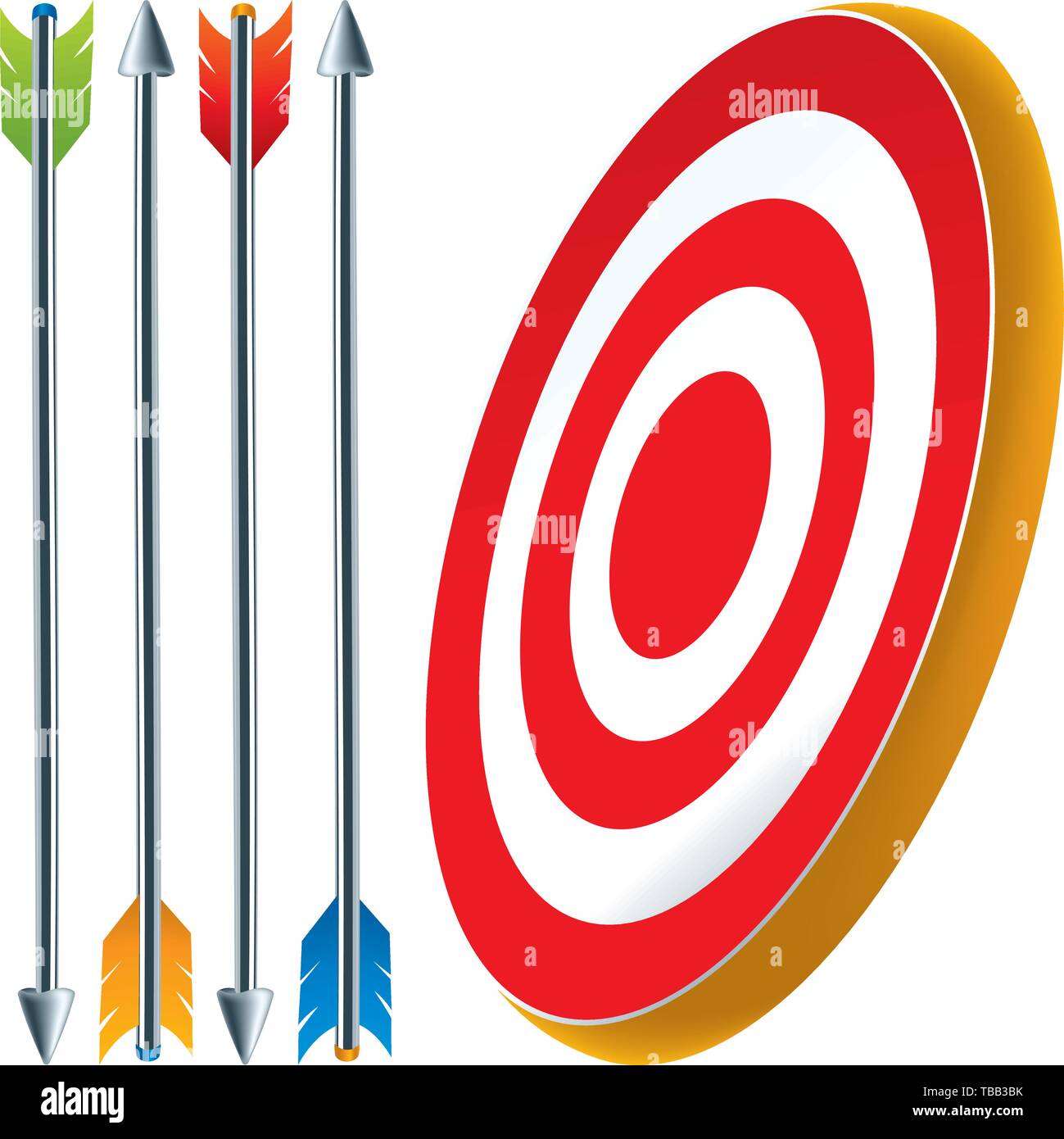 Vector illustration. Target and arrows icons. Clean and bright colors ...