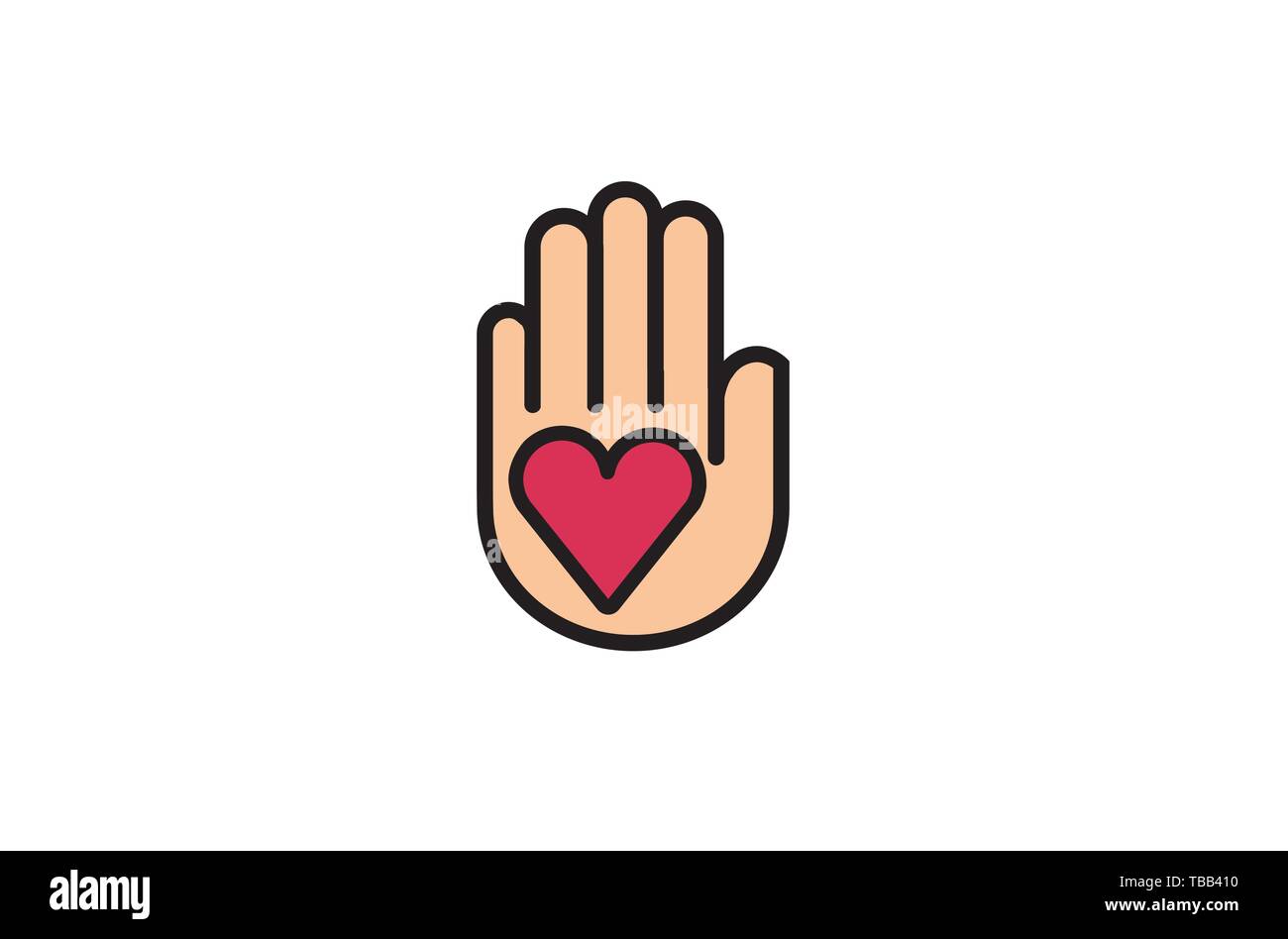 Creative Hand Palm Heart Love Logo Design Symbol Vector Illustration ...