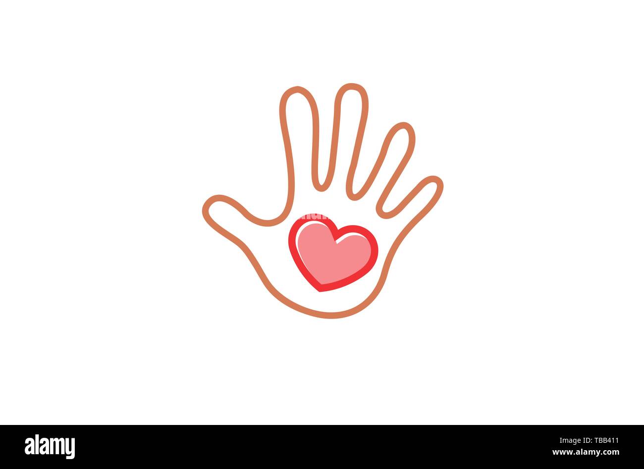 Creative Hand Palm Heart Love Logo Design Symbol Vector Illustration ...