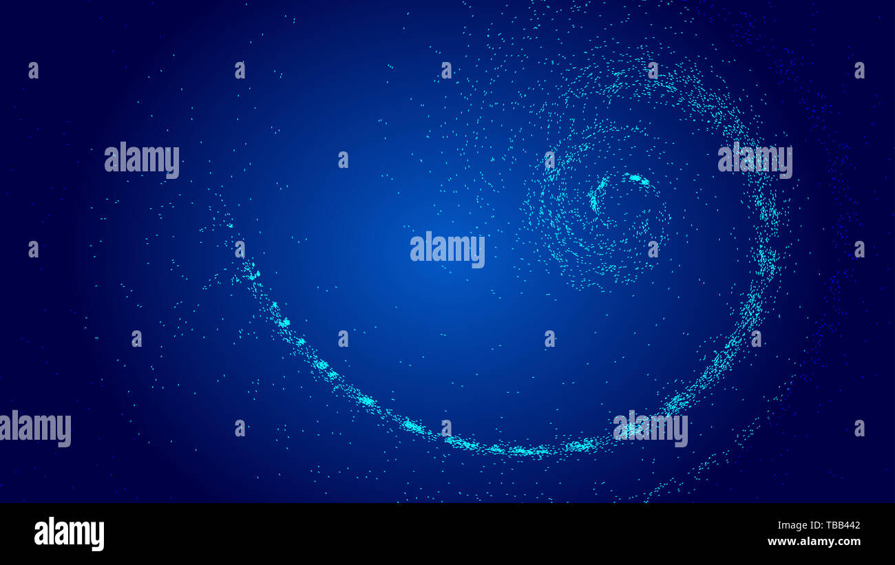 Dark blue cosmic vortex particle, digital earth, network technology big ...