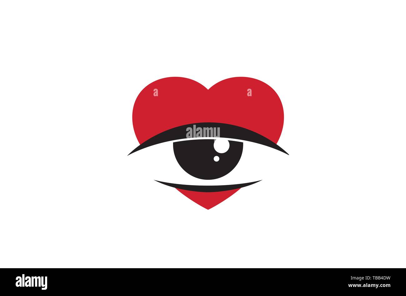 Creative Red Heart Love Sleepy Eye Logo Design Symbol Vector ...