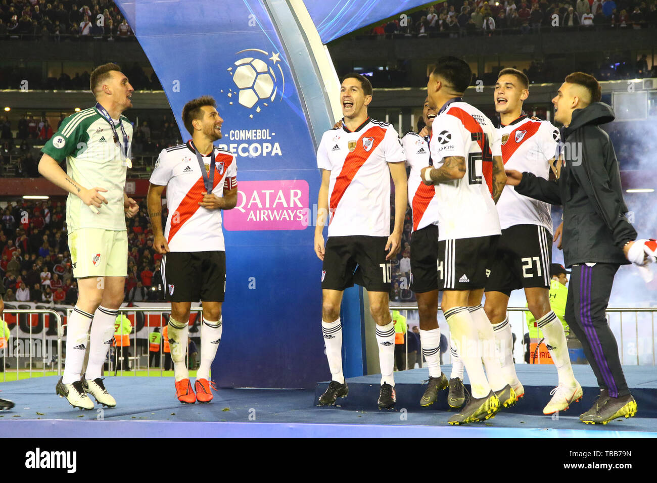 BUENOS AIRES, 30.05.2019: Players of River Plate celebrate the victory ...