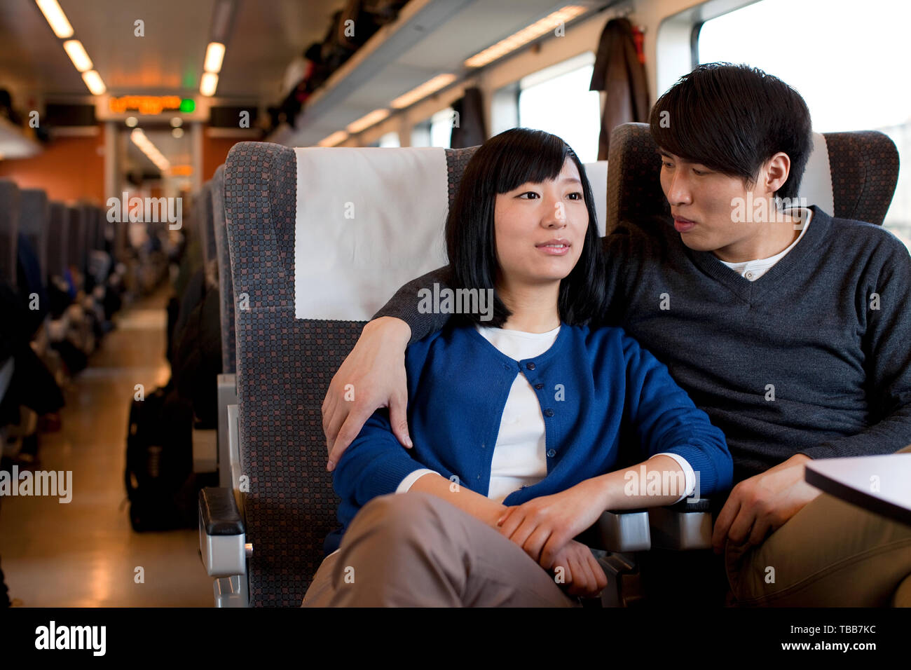 Husband wife on train journey hi-res stock photography and images - Alamy