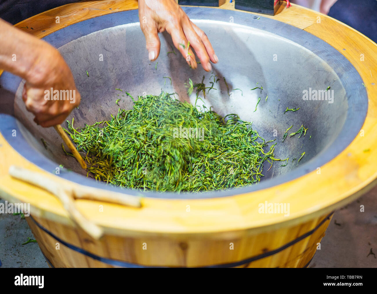 Fried tea process Stock Photo - Alamy
