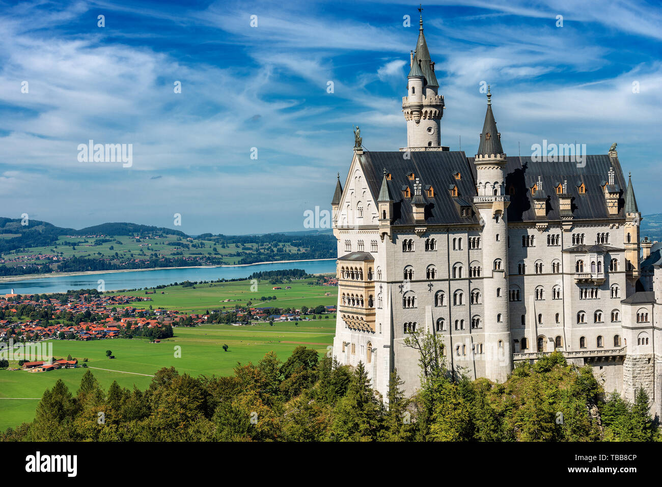 Aerial view of the Neuschwanstein Castle (New Swanstone Castle ...