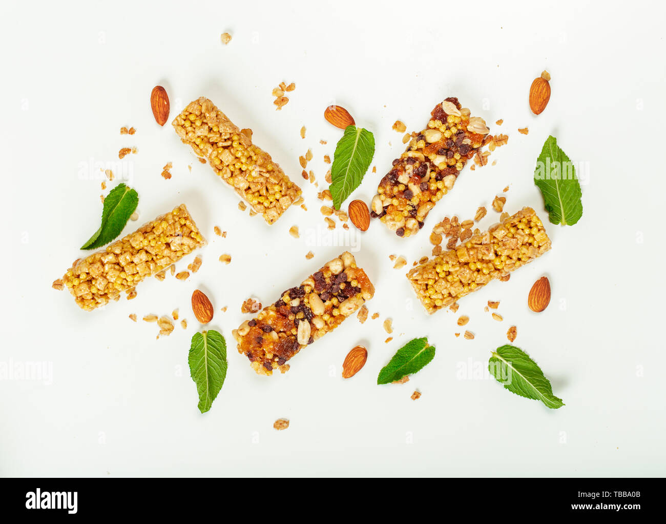 Granola bars isolated on white background Stock Photo - Alamy