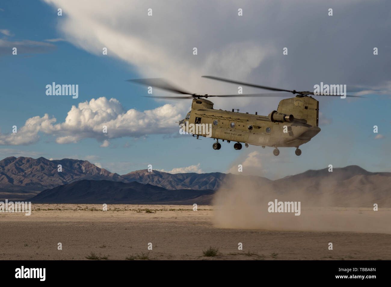 A CH-47F Chinook prepares to land as Oregon Army National Guard pilots ...