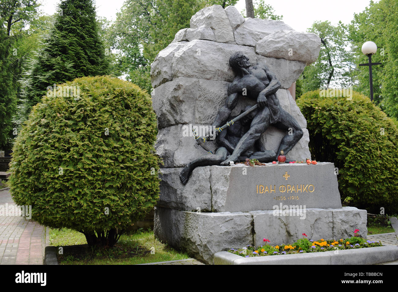 Ukraine, Lviv - May, 2019: Tomb of Ivan Franko. Franco is one of the ...