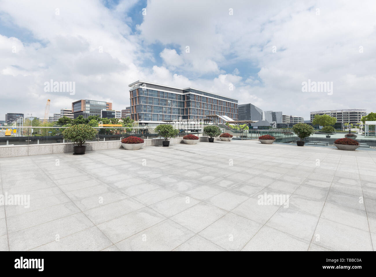 modern buildings in shanghai from empty brick floor Stock Photo - Alamy