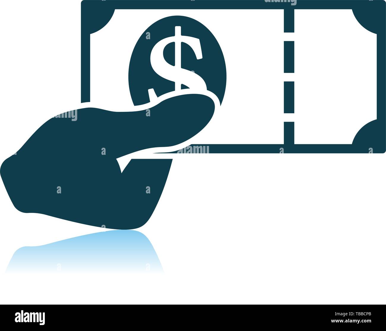 Hand Holding Money Icon. Shadow Reflection Design. Vector Illustration ...