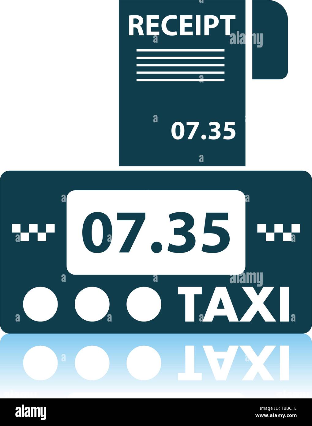 Taxi Meter With Receipt Icon. Shadow Reflection Design. Vector ...