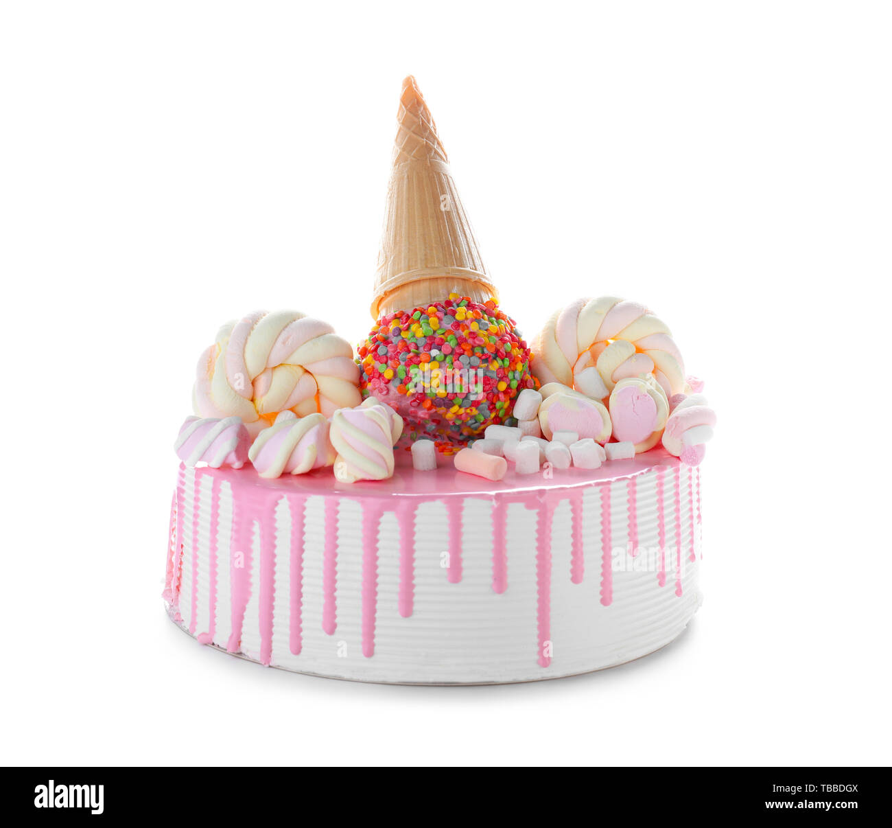 Beautiful cake on white background Stock Photo - Alamy