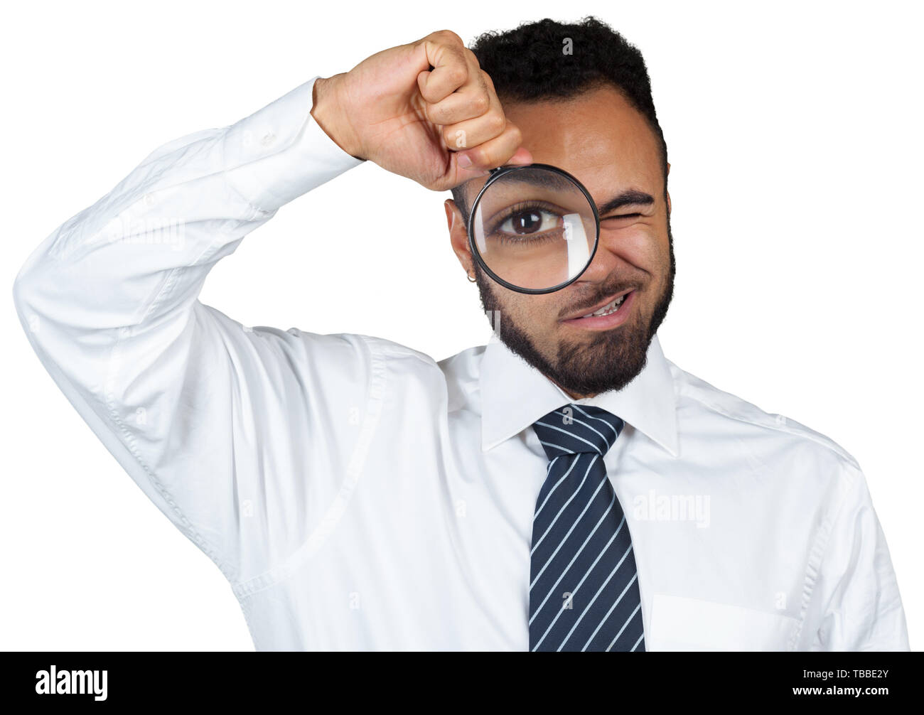 Young man using magnifying glass hi-res stock photography and images ...