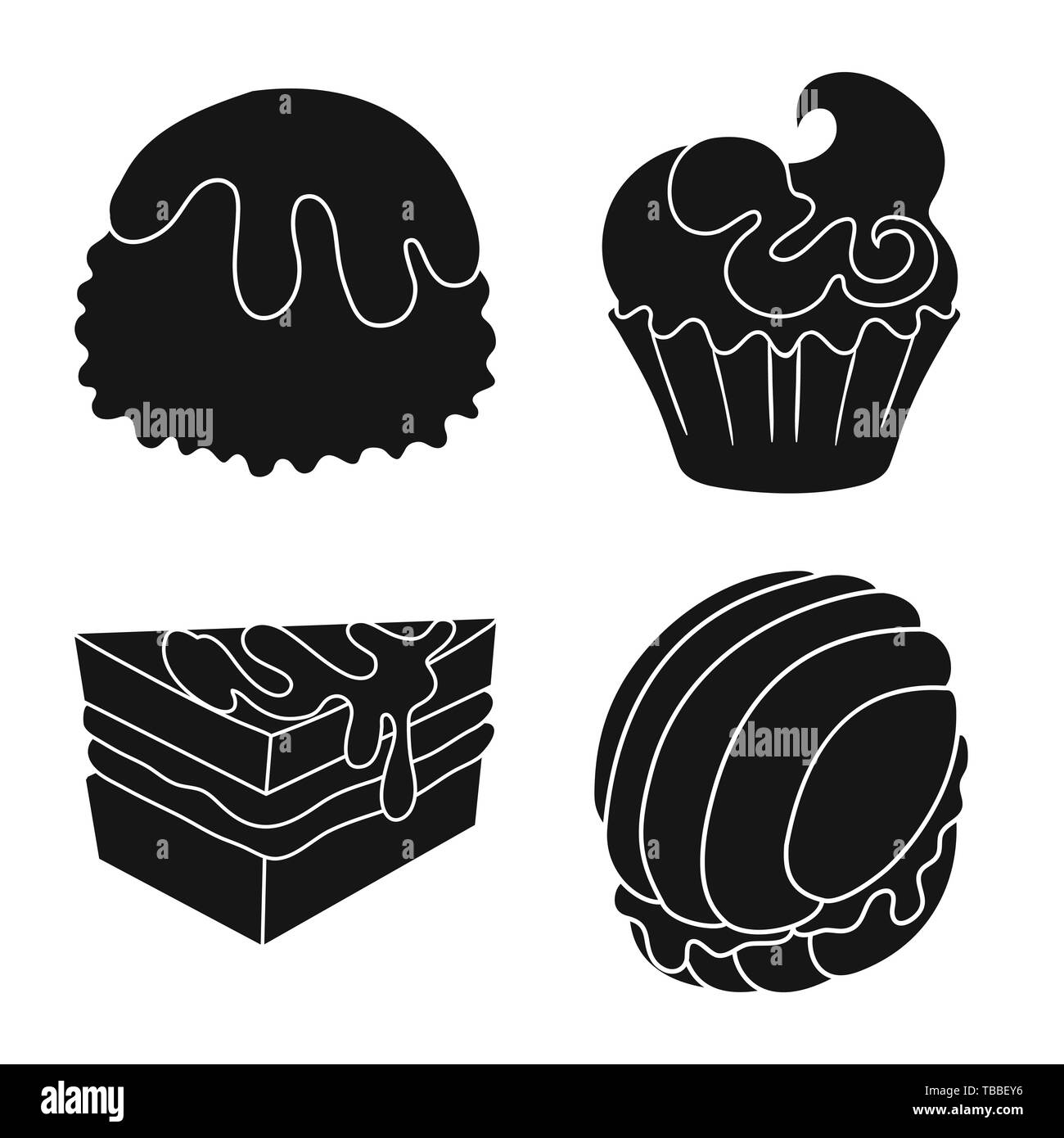 Vector illustration of sweetness and product icon. Set of sweetness and ...