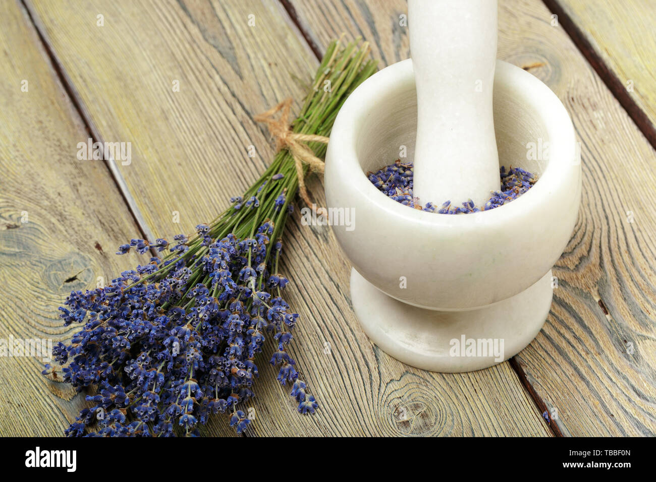 Bunch of dried lavender tied with rope close up Stock Photo - Alamy