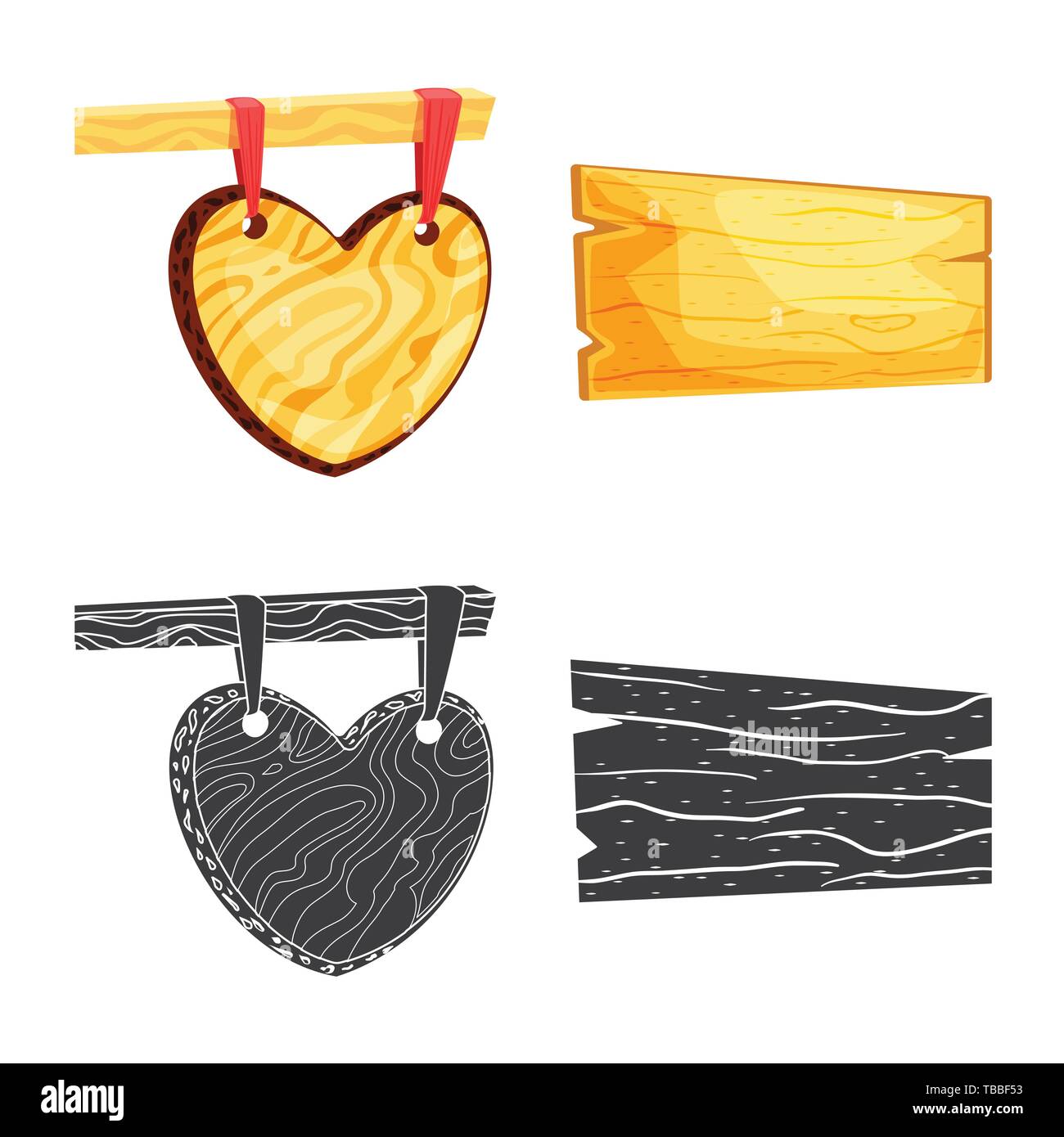 Vector illustration of raw and forest symbol. Set of raw and hardwood ...