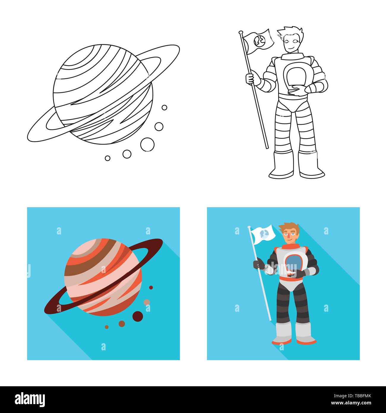 Vector illustration of astronomy and technology symbol. Set of ...